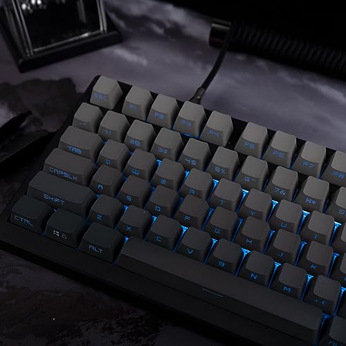 GEKUCAP Custom PBT Side Printed Keycaps, 134 Keys Gradient Grey Backlit Keycaps, Double Shot Shine Through Keycaps Set OEM Profile Keycap for Cherry Mx Switches Mechanical Gaming Keyboard