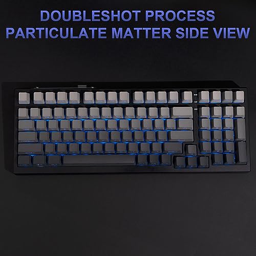 GEKUCAP Custom PBT Side Printed Keycaps, 134 Keys Gradient Grey Backlit Keycaps, Double Shot Shine Through Keycaps Set OEM Profile Keycap for Cherry Mx Switches Mechanical Gaming Keyboard