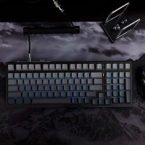 GEKUCAP Custom PBT Side Printed Keycaps, 134 Keys Gradient Grey Backlit Keycaps, Double Shot Shine Through Keycaps Set OEM Profile Keycap for Cherry Mx Switches Mechanical Gaming Keyboard