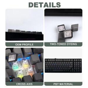 GEKUCAP Custom PBT Side Printed Keycaps, 134 Keys Gradient Grey Backlit Keycaps, Double Shot Shine Through Keycaps Set OEM Profile Keycap for Cherry Mx Switches Mechanical Gaming Keyboard