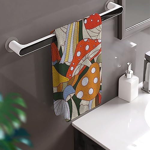 HIWX Retro 70s Hippie Groovy Mushroom Decorative Kitchen Towels and Dish Towels,Trendy Preppy Boho Mushroom Hand Towels Tea Towel for Bathroom Kitchen Decor 16×24 Inches