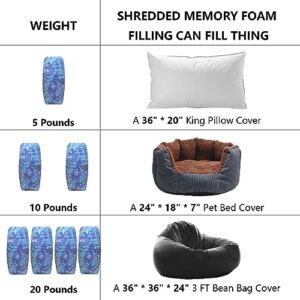 SARVODAYA 5 LBS Shredded Memory Foam Fill, Comfortable and Soft Bean Bag Stuffing Without Gel, Fluffy Bean Bag Filler for Beanbag, Dog Bed, Various Pillows, Couch Cushion, Stuffed Animal