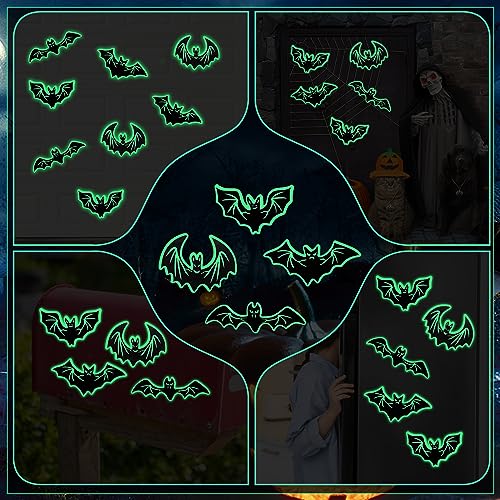 Kanayu 24 Pieces Halloween Magnets Decoration Glow Halloween Car Magnet Stickers Luminous Halloween Fridge Magnet Bats Magnetic Stickers Decorations for Garage Door Car Refrigerator Party