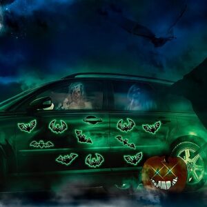 Kanayu 24 Pieces Halloween Magnets Decoration Glow Halloween Car Magnet Stickers Luminous Halloween Fridge Magnet Bats Magnetic Stickers Decorations for Garage Door Car Refrigerator Party