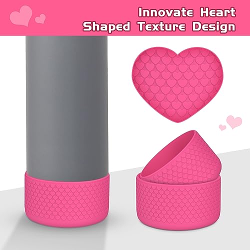 WUQID Heart Shaped Texture Silicone Boot for Stanley Quencher H2.0 40oz 30oz 20oz & IceFlow Flip 30oz 20oz and Hydroflask 12-24oz, Anti-Slip Bottle Bottom Sleeve Cover