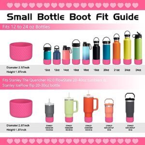 WUQID Heart Shaped Texture Silicone Boot for Stanley Quencher H2.0 40oz 30oz 20oz & IceFlow Flip 30oz 20oz and Hydroflask 12-24oz, Anti-Slip Bottle Bottom Sleeve Cover