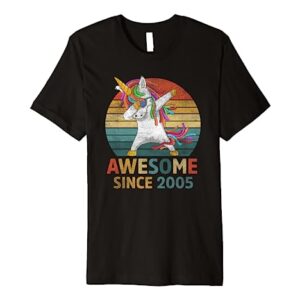 18 Year Old Girl Dabbing Unicorn Awesome Since 2005 Birthday Premium T-Shirt