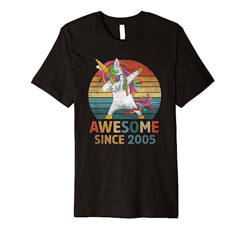 18 Year Old Girl Dabbing Unicorn Awesome Since 2005 Birthday Premium T-Shirt