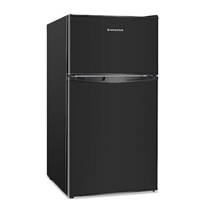 bangson mini fridge with freezer, 2 door small refrigerator with freezer, mini fridge for bedroom, 3.2 cu.ft, for home, office, dorm, garage or rv, (black)