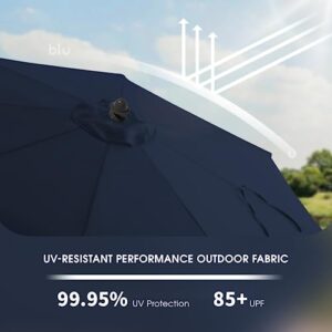 BLUU Pro 11 FT Patio Umbrella Outdoor Table Umbrellas, 36 Month Fade Resistance, Market Center Umbrellas with 8 Strudy Ribs & Push Button Tilt for Garden, Lawn & Pool (Navy Blue with 600D Oxford Fabric for Umbrella Cover)