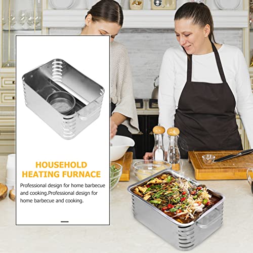 Metal Serving Tray Food Buffet Server Warmer Stove: Portable Stainless Steel Chafing Dishes Trays Countertop Heating for Dinner Indoor Holiday Party Catering Fireplace Grill