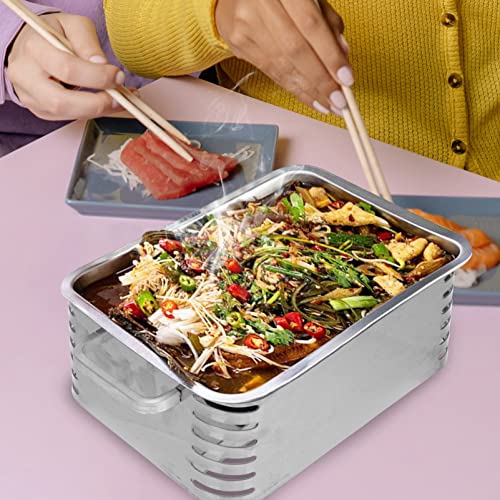 Metal Serving Tray Food Buffet Server Warmer Stove: Portable Stainless Steel Chafing Dishes Trays Countertop Heating for Dinner Indoor Holiday Party Catering Fireplace Grill