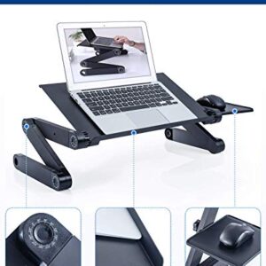 RAINBEAN Adjustable Laptop Desk, Laptop Stand for Bed Portable Lap Desk Foldable Table Workstation Notebook Riser with Mouse Pad