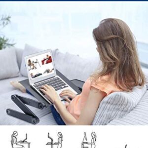 RAINBEAN Adjustable Laptop Desk, Laptop Stand for Bed Portable Lap Desk Foldable Table Workstation Notebook Riser with Mouse Pad