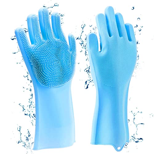 Silicone Hand Gloves for Dish Washing Kitchen Cleaning Gloves, Pet Grooming, Great for Washing Dish, Car, Bathroom (Multicoloured)