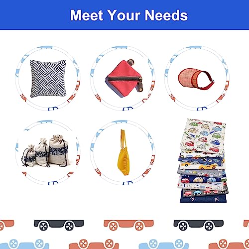 Quilting Fabric 9-Piece Car Cars Fabric by The Yard Car Theme Print Cotton Fabric Comfortable with Lorry Cargo Truck Muscle Car and Taxi Boy Toys, Decorative Fabric for Upholstery and Home Accents