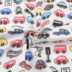 Quilting Fabric 9-Piece Car Cars Fabric by The Yard Car Theme Print Cotton Fabric Comfortable with Lorry Cargo Truck Muscle Car and Taxi Boy Toys, Decorative Fabric for Upholstery and Home Accents