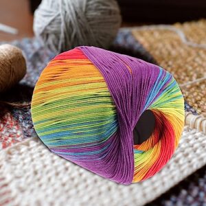 TEHAUX Rainbow Soft Yarn, 1 Roll 133m Cotton Thread Balls Yarn Multi Colored Knitting Yarn for Crocheting Knit Hand Embroidery