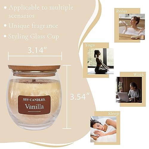 Creamy Vanilla Scented Candle Aromatherapy Glass Jar Candle with Crystals Inside, Fragrance Natural Soy Wax Wooden Wick Candle, 60 Hours Long Burning, Home Decor Gift for Men and Women