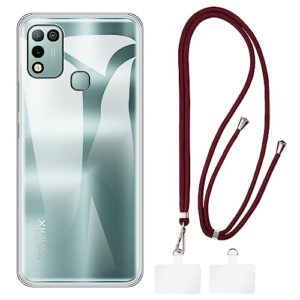 shantime infinix hot 10 play case + universal mobile phone lanyards, neck/crossbody soft strap silicone tpu cover bumper shell for infinix smart 5 india (6.82”)