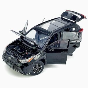 Highlander XSE AWD Hybrid 2021 Model Car 1/32 Scale Diecast Toy Cars Metal Alloy Die-cast Vehicles, Doors Open, Light Sound, Turning Wheel, Collection for Men, Kids Toys for Boys Gifts, Black