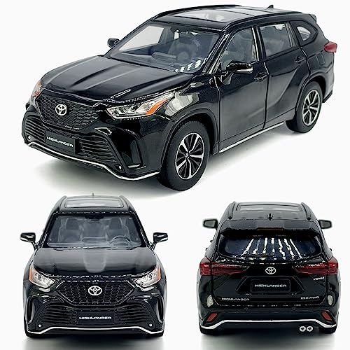 Highlander XSE AWD Hybrid 2021 Model Car 1/32 Scale Diecast Toy Cars Metal Alloy Die-cast Vehicles, Doors Open, Light Sound, Turning Wheel, Collection for Men, Kids Toys for Boys Gifts, Black