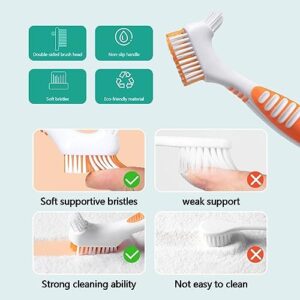 Denture Toothbrush Set, Portable Dual Head Denture Brush with Cover Case, Denture Cleaning Tool Set for Travel, Home and Camping, Dental Cleaning Brush Set for Denture Care False Teeth Cleaner Tool