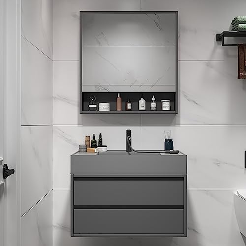 Small Bathroom Vanity,Bathroom Vanity with Sink Vanity Cabinet,Modern Undermount Small Single Bathroom Cabinet Set,Small Bathroom Vanity Wall Mounted,with Ceramic Sink ( Color : Wall cabinet , Size :