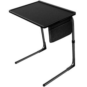 amada tv tray table, tv dinner tray with storage bag and 6 heights & 3 tilt angles adjustments, folding tv trays for eating, laptop, bed & couch(black)