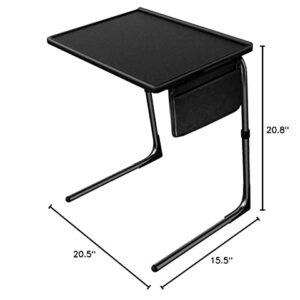 Amada TV Tray Table, Tv Dinner Tray with Storage Bag and 6 Heights & 3 Tilt Angles Adjustments, Folding Tv Trays for Eating, Laptop, Bed & Couch(Black)