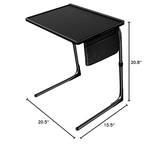 Amada TV Tray Table, Tv Dinner Tray with Storage Bag and 6 Heights & 3 Tilt Angles Adjustments, Folding Tv Trays for Eating, Laptop, Bed & Couch(Black)