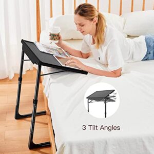 Amada TV Tray Table, Tv Dinner Tray with Storage Bag and 6 Heights & 3 Tilt Angles Adjustments, Folding Tv Trays for Eating, Laptop, Bed & Couch(Black)