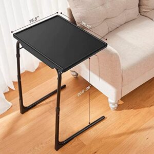 Amada TV Tray Table, Tv Dinner Tray with Storage Bag and 6 Heights & 3 Tilt Angles Adjustments, Folding Tv Trays for Eating, Laptop, Bed & Couch(Black)