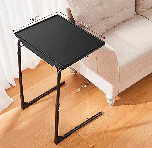 Amada TV Tray Table, Tv Dinner Tray with Storage Bag and 6 Heights & 3 Tilt Angles Adjustments, Folding Tv Trays for Eating, Laptop, Bed & Couch(Black)