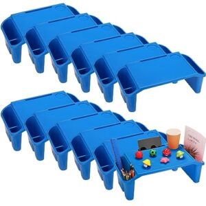 kisston 12 pcs kids lap desk bulk lap tray lap table bed table plastic lap desk with extra storage space activities children portable lap desk for kids students work study school classroom (blue)