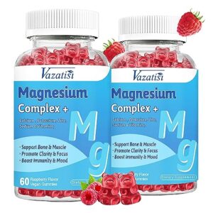 magnesium gummies for women men & kids, sugar free magnesium citrate gummies with glycinate malate l-threaten potassium calcium vitamin b6 d3 supplement for relax sleep muscle & joint - 2 pack, 120cts