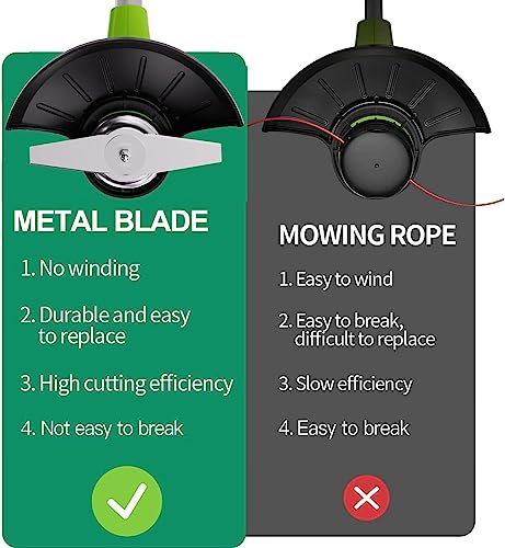 Cordless Lawn Trimmer Weed Wacker + 3PCS Metal Cutter Blades Replacement for 12V Cordless Grass Trimmer