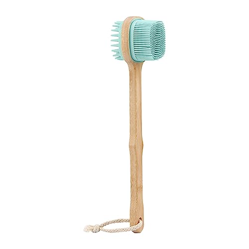 Kokiya Shower Brush Back Scrubber,Dual Sided Long Handle Back Scrubber,Bath for Body Shower, Blue, 32.5cmx7.1cm