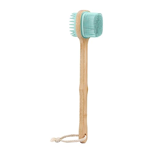 Kokiya Shower Brush Back Scrubber,Dual Sided Long Handle Back Scrubber,Bath for Body Shower, Blue, 32.5cmx7.1cm