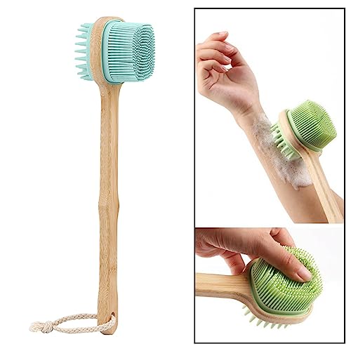 Kokiya Shower Brush Back Scrubber,Dual Sided Long Handle Back Scrubber,Bath for Body Shower, Blue, 32.5cmx7.1cm