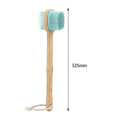 Kokiya Shower Brush Back Scrubber,Dual Sided Long Handle Back Scrubber,Bath for Body Shower, Blue, 32.5cmx7.1cm