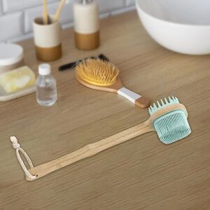 Kokiya Shower Brush Back Scrubber,Dual Sided Long Handle Back Scrubber,Bath for Body Shower, Blue, 32.5cmx7.1cm