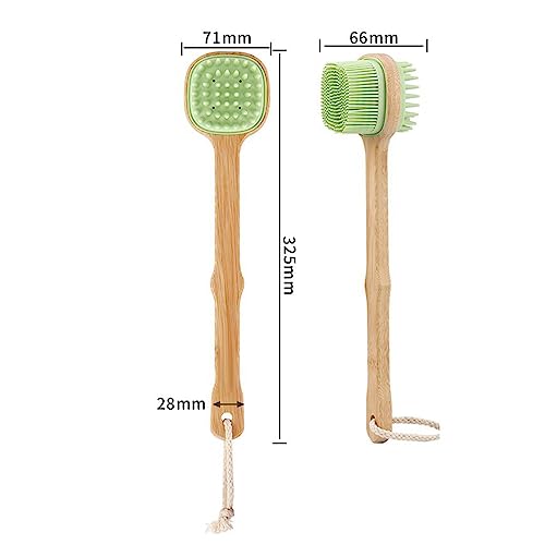 shamjina Shower Body Brush, Dual Sided Long Handle Back Scrubber, Back Scrubber Shower Bath Brush for Lotion Body, Women, Green, 32.5cmx7.1cm