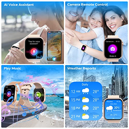 Smart Watch for Men Women,Blood Glucose Smartwatch with Blood Pressure Heart Rate Monitor 1.88" Touch Screen Bluetooth Watch (Make/Answer Call),IP67 Waterproof Smart Watch for Android iOS Phones Gold