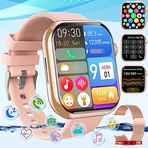 Smart Watch for Men Women,Blood Glucose Smartwatch with Blood Pressure Heart Rate Monitor 1.88" Touch Screen Bluetooth Watch (Make/Answer Call),IP67 Waterproof Smart Watch for Android iOS Phones Gold