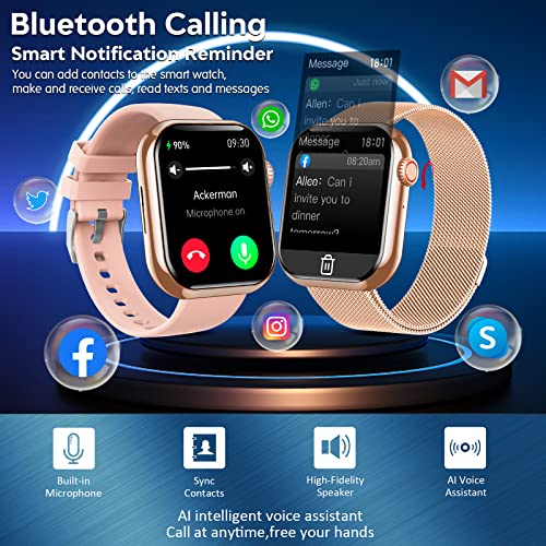 Smart Watch for Men Women,Blood Glucose Smartwatch with Blood Pressure Heart Rate Monitor 1.88" Touch Screen Bluetooth Watch (Make/Answer Call),IP67 Waterproof Smart Watch for Android iOS Phones Gold