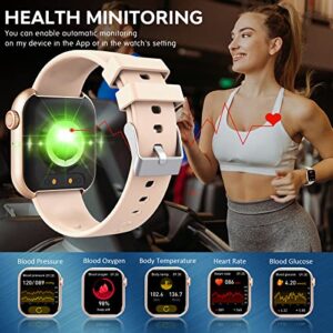 Smart Watch for Men Women,Blood Glucose Smartwatch with Blood Pressure Heart Rate Monitor 1.88" Touch Screen Bluetooth Watch (Make/Answer Call),IP67 Waterproof Smart Watch for Android iOS Phones Gold