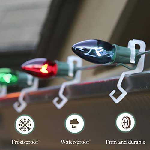 Christmas Light Clips, 150 PCS Omni All-in-One Outdoor Gutter Clips Compatible with C9, C7, C6 Light Strings, Gutter Hooks for Roof, Gutters or Shingles