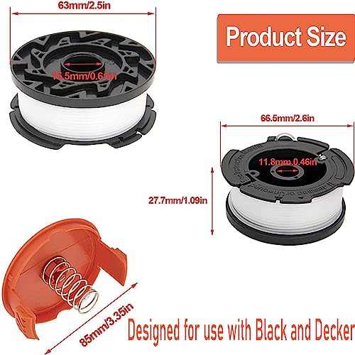 BEIIMPKLU AF-100 String Trimmer Spool Replacement for Black and Decker AF-100-3ZP AF-100-BKP,30ft 0.065", Autofeed Replacement Trimmer Line for Black and Decker Weed Eater(5 Spools, 1 Cap,1 Spring)