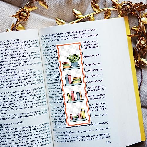 FREEBLOSS 6 Set Cross Stitching Bookmark Cute Stamped Embroidery Bookmark with Instruction Cross Stitch Kits for Adults DIY Bookmark Kit 8''x2.4''